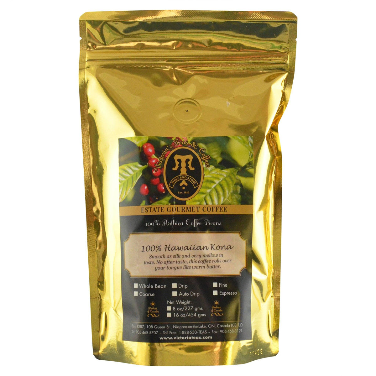 Hawaiian Kona Fancy 100% – Victoria's Teas and Coffees